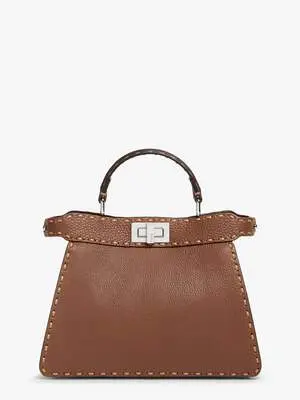 Fendi Peekaboo Iseeu Small Leather Shoulder Bag With Selleria Macro Stitching