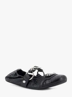 Balenciaga City Flat Leather Ballet Flats With Buckle And Studs