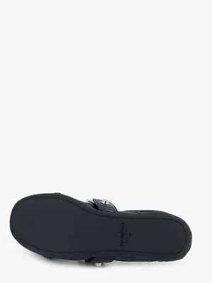 Balenciaga City Flat Leather Ballet Flats With Buckle And Studs