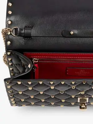 Valentino Garavani Rockstud Spike Quilted Leather Clutch - Black