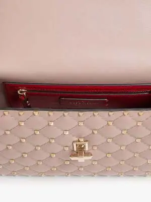 Valentino Garavani Rockstud Spike Leather Bag - Beige