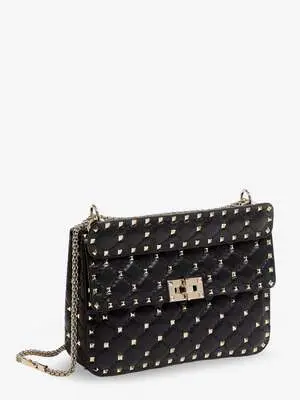 Valentino Garavani Rockstud Spike Leather Bag With Allover Studs - Black