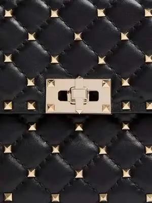Valentino Garavani Rockstud Spike Leather Bag With Allover Studs - Black