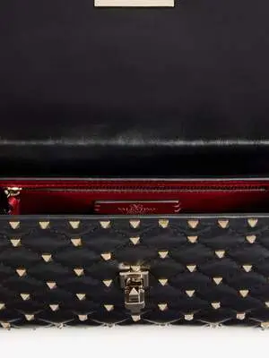 Valentino Garavani Rockstud Spike Leather Bag With Allover Studs - Black