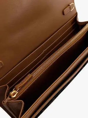 Fendi Continental Baguette Ff Jacquard Fabric Wallet With Chain - Brown