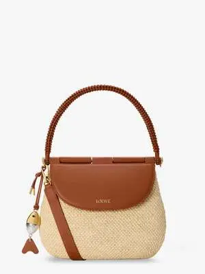 Loewe Pescador Raffia And Leather Bag - Brown