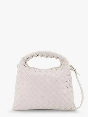 Bottega Veneta Mini Hop Intrecciato Leather Bag - White