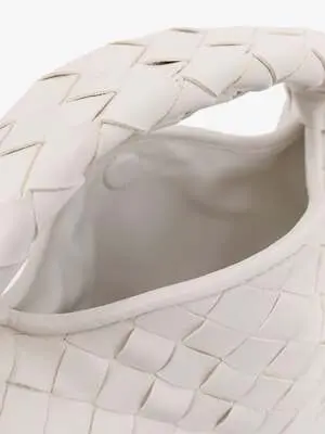 Bottega Veneta Mini Hop Intrecciato Leather Bag - White