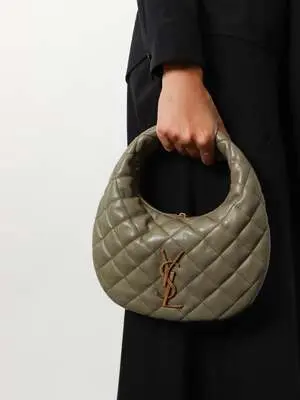 Saint Laurent Quilted Leather Handbag With Cassandre Logo - Grey