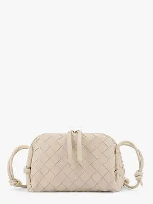 Bottega Veneta Concert Pouch Leather Crossbody Bag With Intrecciato Motif - White