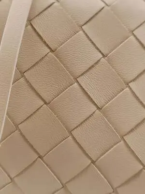 Bottega Veneta Leather Concert Pouch With Intrecciato Motif - White