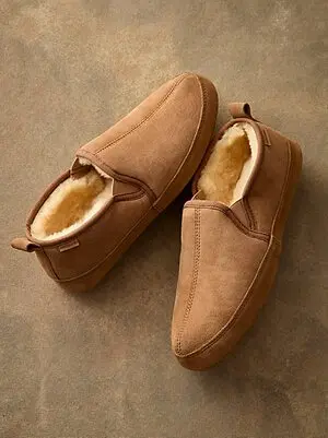 Overland S Owen Sheepskin Slippers Wide - Chestnut