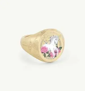 CECE JEWELLERY Fairytale Horse Signet Ring - Gold