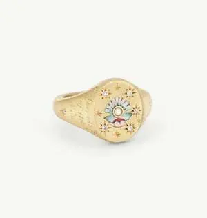 CECE JEWELLERY The Secrets Of The Sea Clam Ring With Pearl And Diamonds - Gold