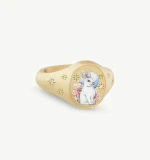 CECE JEWELLERY Bunny & Moon Signet Ring - Gold