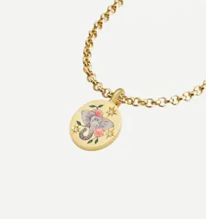 CECE JEWELLERY Elephant & Camellia Pendant Necklace - Gold