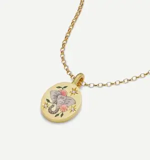 CECE JEWELLERY Elephant & Camellia Pendant Necklace