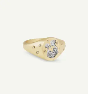CECE JEWELLERY Skeleton Lovers Signet Ring - Gold