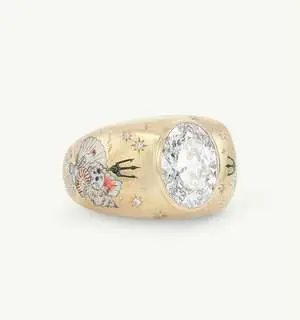 CECE JEWELLERY Secrets Of The Sea Ring With Oval Diamond - Gold