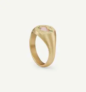 CECE JEWELLERY Love Me Forever" Pink Enamel Heart Ring With Cupid's Arrow Motif