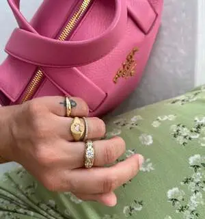 CECE JEWELLERY Love Me Forever" Pink Enamel Heart Ring With Cupid's Arrow Motif