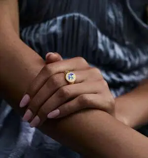 CECE JEWELLERY Adventurer Ring With Enamel Swallow And Diamonds