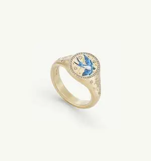 CECE JEWELLERY Adventurer Ring With Enamel Swallow And Diamonds