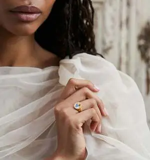 CECE JEWELLERY Dreamer Ring With Enamel Mermaid And Diamond Stars