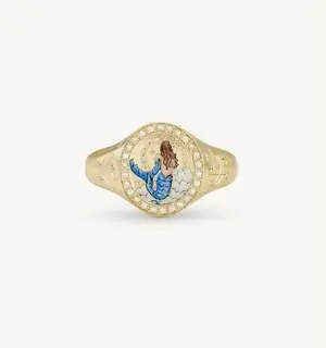 CECE JEWELLERY Dreamer Ring With Enamel Mermaid And Diamond Stars