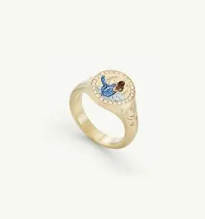 CECE JEWELLERY Dreamer Ring With Enamel Mermaid And Diamond Stars