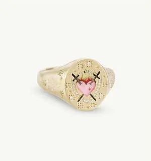 CECE JEWELLERY Heartbreaker Ring With Diamonds And Enamel - Gold