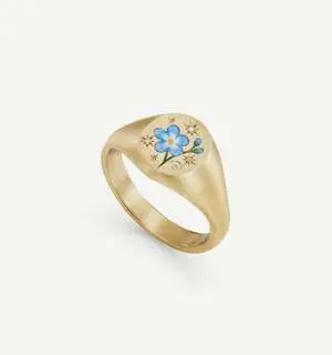 CECE JEWELLERY Forget-me-not Signet Ring With Diamonds And Enamel