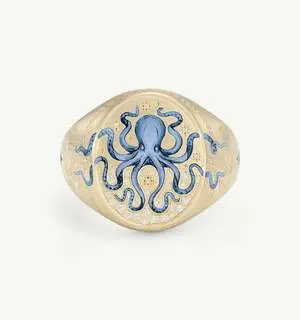 CECE JEWELLERY Deep Sea Octopus Signet Ring With Diamonds