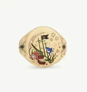 CECE JEWELLERY A Sailor's Superstition Ring With Diamonds And Enamel - Gold