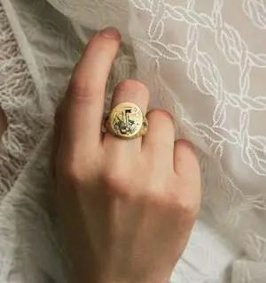 CECE JEWELLERY A Sailor's Superstition Ring With Diamonds And Enamel