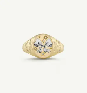 CECE JEWELLERY Wedding Bells Rococo Ribbon Ring With Enamel And Diamonds
