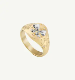 CECE JEWELLERY Wedding Bells Rococo Ribbon Ring With Enamel And Diamonds