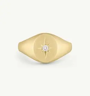 CECE JEWELLERY Old English Diamond Signet Ring In 18ct