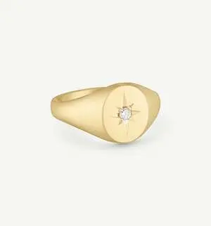 CECE JEWELLERY Old English Diamond Signet Ring In 18ct - Gold