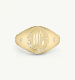 CECE JEWELLERY Old English Initial Signet Ring
