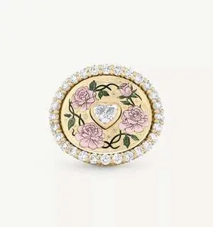 CECE JEWELLERY English Rose Heart Diamond Ring - Gold