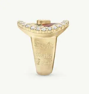CECE JEWELLERY 18ct Yellow Heart-shaped Diamond And Enamel Devil's Trident Ring
