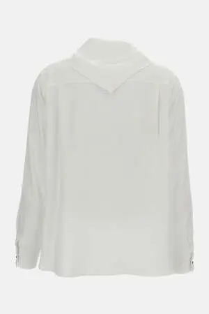 Max Mara Silk Shirt With Integrated Scarf Detail - White