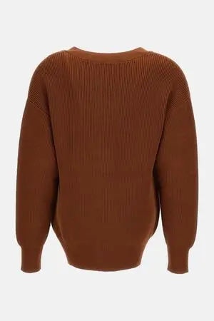 Elisabetta Franchi Ribbed V-neck Cardigan With Gold-tone T-bar Clasps