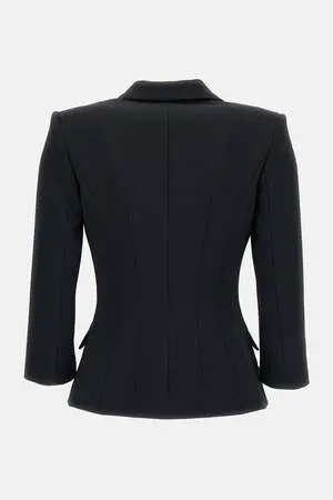 Elisabetta Franchi Double-breasted Stretch Double-crepe Jacket - Black
