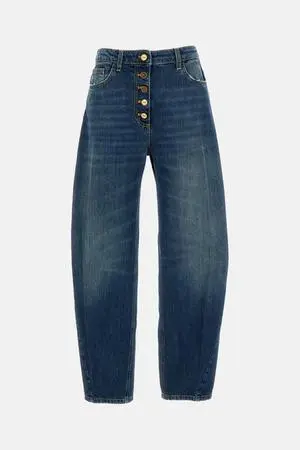 Elisabetta Franchi High Waist Wide Leg Barrel Jeans - Blu