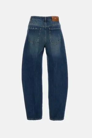 Elisabetta Franchi High Waist Wide Leg Barrel Jeans - Blu