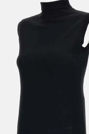 Sportmax Sleeveless High Neck Virgin Wool Gilet - Nero