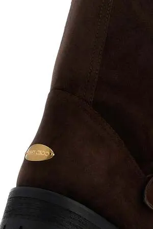 JIMMY CHOO Chocolate Suede Biker Ankle Boots