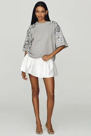 Essentiel Antwerp Cotton Sequin-sleeve T-shirt - Silver Lining